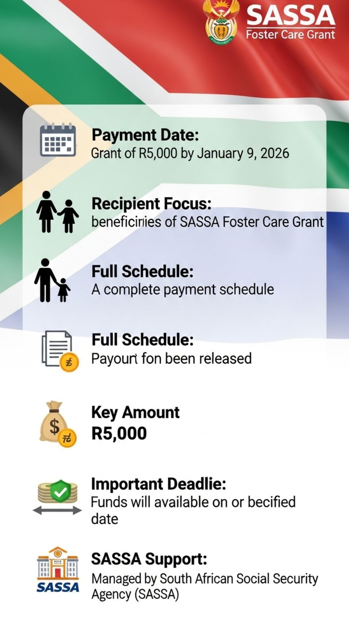 SASSA Foster Care Grant Payout of R5,000 to Be Credited by 9 January ...